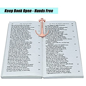 Anchor Book Page Holder Bookmark, Hands Free Reading Book Opener, Hold Books Open Tool, Classic Reading Accessories for Men Women Book Lovers, Elegant Rose Gold