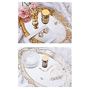 Sooyee Decorative Tray,Bathroom Tray Vanity Tray Decor, Gold Tray Mirror Tray for Dessert Table,Coffee Table,Vanity,Home Decor,Serving Tray with Handle