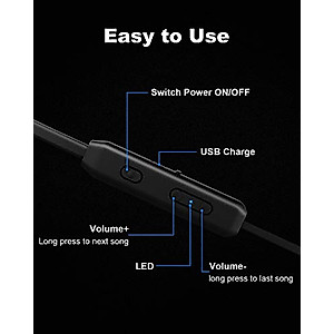 Bluetooth Headphones Wireless Earbuds - NANAMI Sports Magnetic Neckband Wireless Headsets, HiFi Stereo Deep Bass Bluetooth 5.0 Earphones IPX7 Waterproof with Mic for Gym Workout Running 15h Playtime