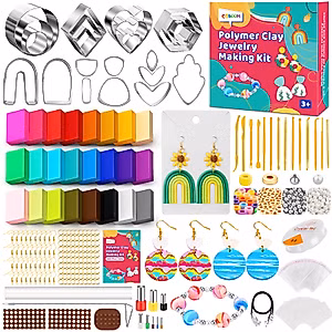 CGBOOM 527Pcs Polymer Clay Earring Making Kits,3 in 1 Clay Earring and Bracelet Making Kit, Jewelry Making Tools for Adults and Kids, Present for Girls,Teens and Adults