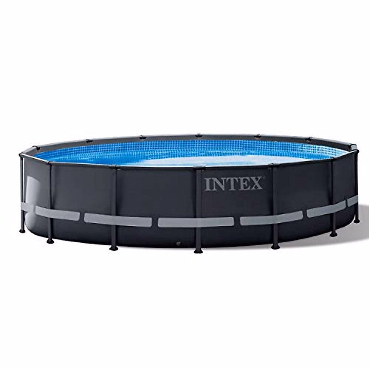 Intex Ultra XTR Frame 14' x 42" Round Above Ground Outdoor Swimming Pool Set with Sand Filter Pump, Ground Cloth, Ladder, and Pool Cover