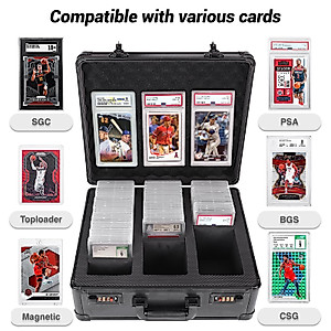 Graded Card Storage Box with Coded Lock, 120 BGS SGC PSA Graded Card Storage Box Sports Card Slab Case Waterproof Display Trading Card Case,Easy to Carry(3 Slots No Card)