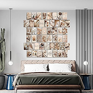 WOONKIT Beige Wall Collage Kit Aesthetic Pictures, Room Decor Aesthetic, Room Decor for Teen Girls, Photo Collage Kit for Wall Aesthetic, Room Decor for Bedroom Aesthetic, Trendy Teen, 50PCS 4X6 IN