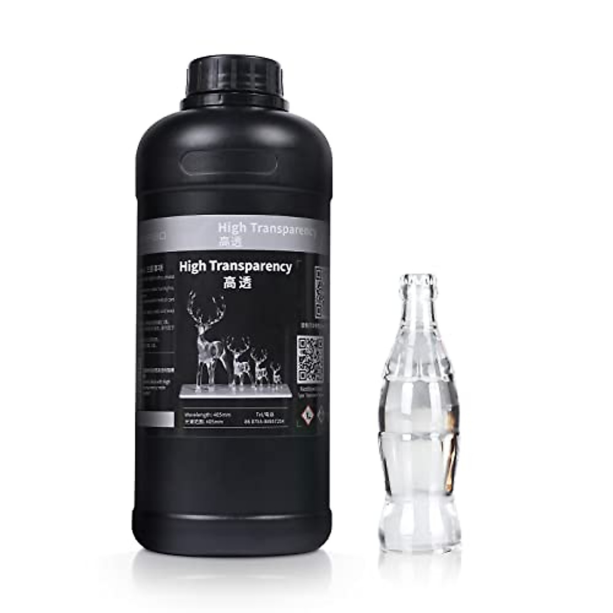 NOVA3D High Transparent 3D Resin Non-Yellowing 405nm photopolymer Resin Clear Like Glass for LCD 3D Printing, 500g