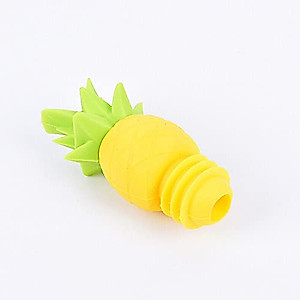 Cute Wine Stoppers for Wine Bottles - 4Pcs Funny Wine Stoppers Pineapple Small Bottle Caps for Crafts Cork Wine Bottle Stopper- Yellow Silicone Wine Stopper Wine Bottle Sealer Bottle Top Covers