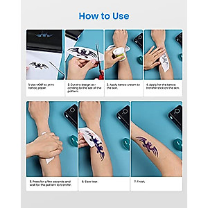 Phomemo Tattoo Transfer Paper - 100 Sheets A4 Size, Thermal Stencil Paper for Tattoo Transfer Kit - Commercial & Personal Use, DIY Tattoo Tracing Paper Compatible with M08F Printer & Tattoo Supplies