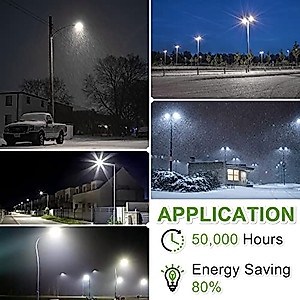 300W White LED Parking Lot Lights, LED Shoebox Pole Light, 40500Lm, 100-277Volt, Adjustable Direct Arms Mount, 1-10V Dimmable 700-1000W MH/HPS Replacement Lighting Fixture 100-277V