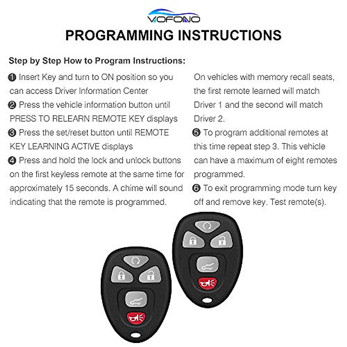 Key Fob, Keyless Entry Remote Start Control Replacement Fits for GMC Acadia 2007-2016 Yukon XL/Chevy Suburban Tahoe Traverse/Cadillac Escalade SRX/Buick Enclave FCC ID: OUC60270, OUC60221, 15913415