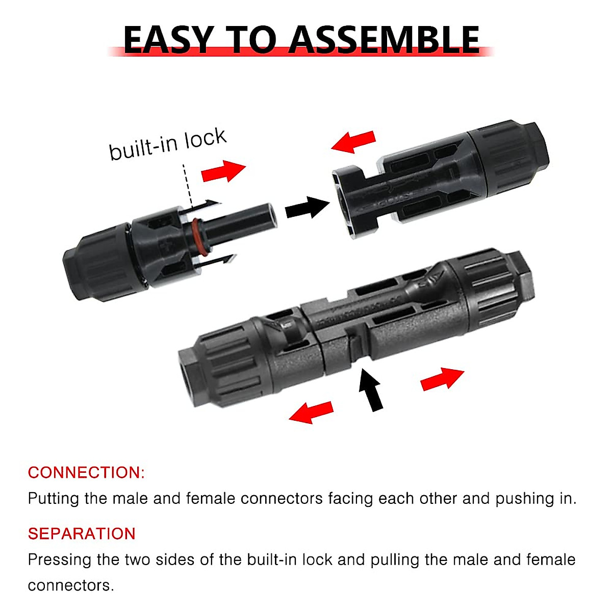 KEDAKEJI 20PCS with 2pcs spanners Solar Connectors with Spanners Solar Panel Cable Connectors 10 Pairs Male/Female