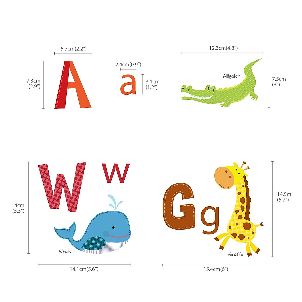 DECOWALL DA-1503A Animal Alphabet ABC Kids Wall Stickers Wall Decals Peel and Stick Removable Wall Stickers for Kids Nursery Bedroom Living Room d?cor