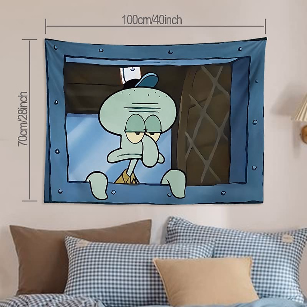 CIICD Funny Octopus Cartoon Tapestry Wall Hanging Window Design for Bedroom Home Decor Size 40x28 Inches