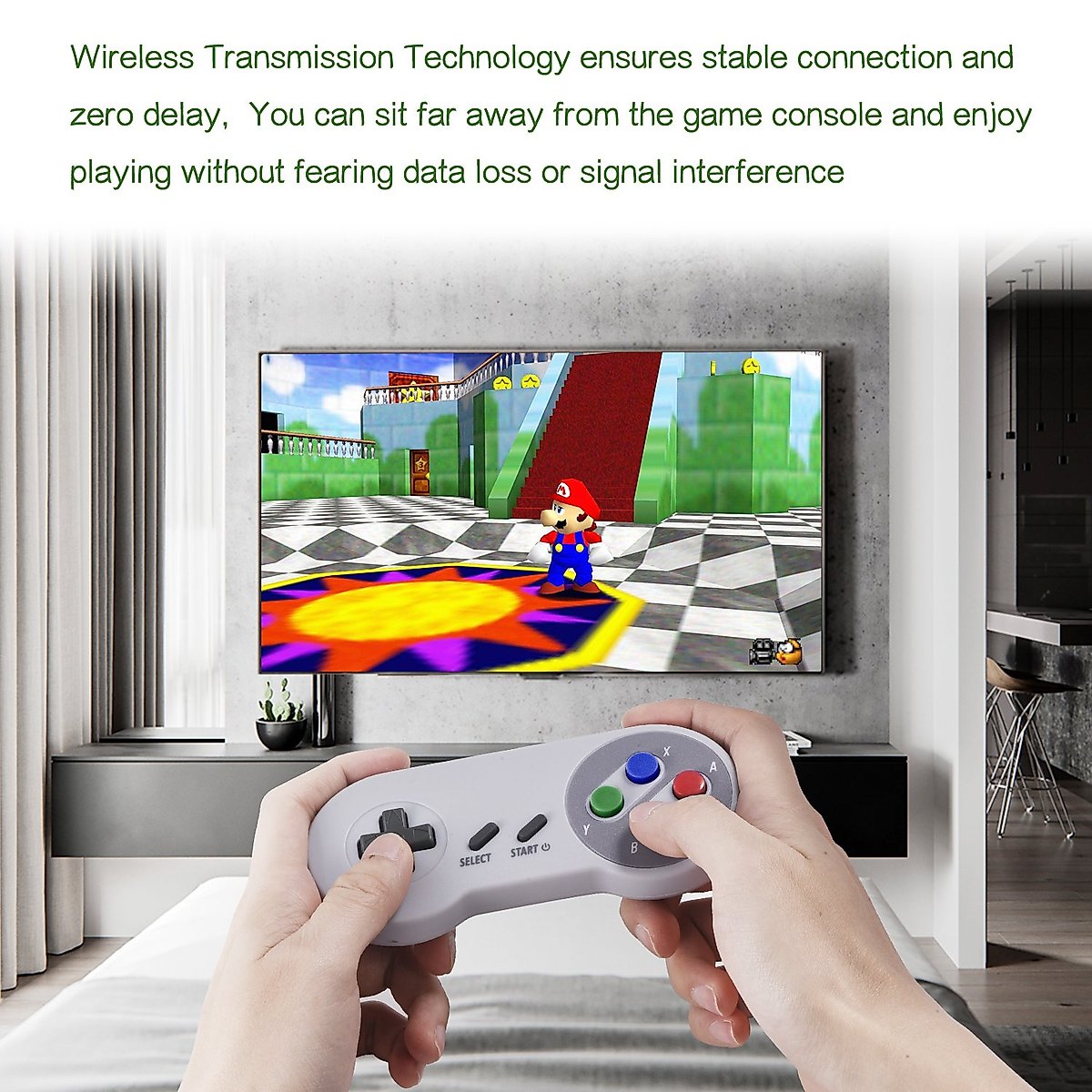 SAFFUN 2 Pack 2.4 GHz Wireless USB Controller Compatible with SNES Games, SNES Retro USB PC Super Classic Controller for Windows PC MAC Linux Genesis Raspberry Pi Retropie (Multicolored Keys)