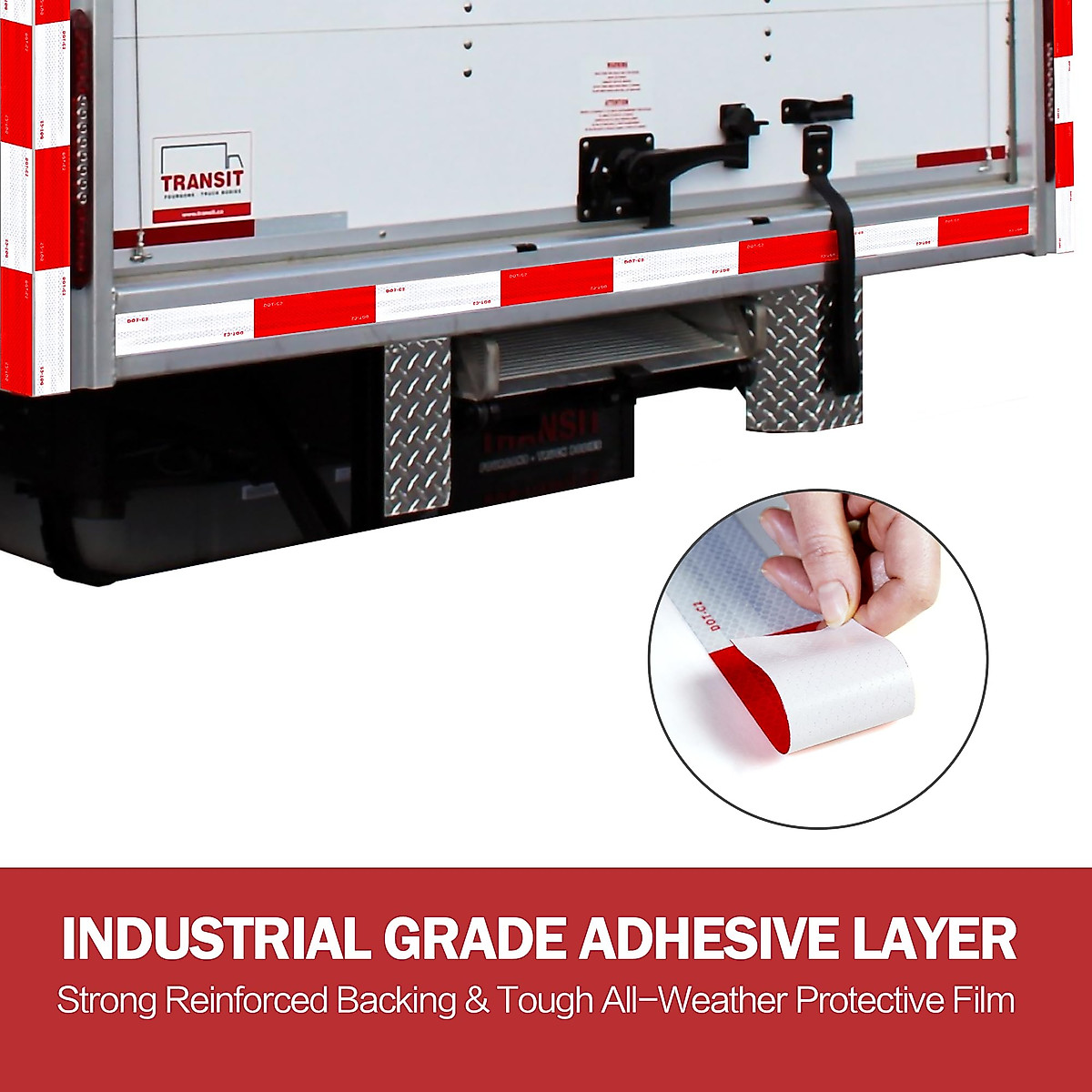 LEORAY DOT-C2 Reflective Tape, DOT Reflective Tapes 2" x200 Feet Waterproof Red and White Adhesive Reflector Tape for Trailer Cars Trucks Outdoor