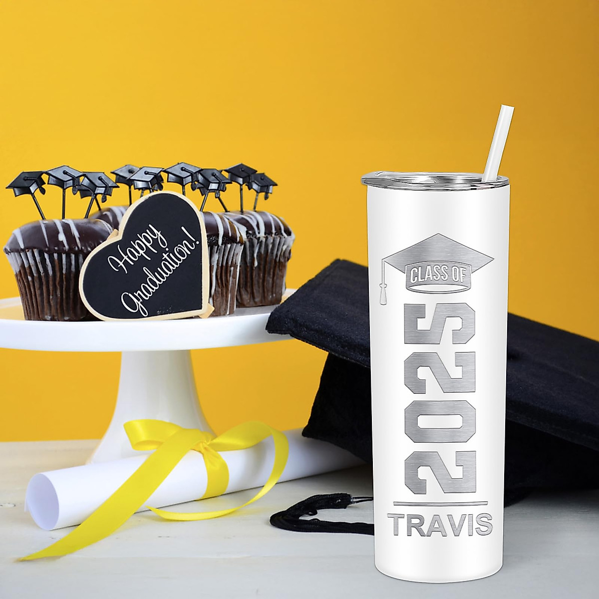 Personalized Graduation Gifts for Her Him, Custom Graduation Tumblers with Name,Class of 2025 Bulk Graduation Gifts,High School College Graduation Gift for Women Men Girls,Customized Graduation Cup