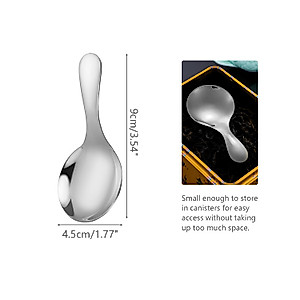 WANGSHIQI Short Handle Spoons,4 Pcs Small Scoops for Canisters, Stainless Steel Mini Salt Spoons for Salt Sugar Condiments Coffee Tea Dessert (4, Silvery)