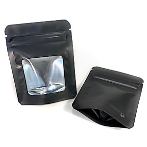 100 Pack Smell Proof Mylar Bags 3.5 x 4.5 x 1 inch Stand Up Resealable Ziplock Foil Pouch. Ultra-Clear Window Not Frosted or Foggy. 4 Mil Thick. Storage, Sample, Travel and Display. ROYPACK
