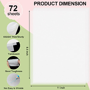 Phinus 72 Sheets Vellum Paper, Translucent Vellum Jackets Vellum Tracing Paper 8.5 x 11, Vellum Paper Printable for Sketching, Invitation Belly Bands, Gift Box Liners