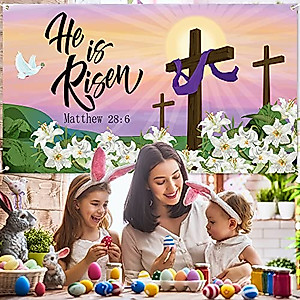 Easter Jesus Backdrop Easter Jesus He is Risen Background Banner Easter Resurrection Background for Easter Day Celebration Party Decor Banner Photo Easter Background Photo Props for Home Outdoor