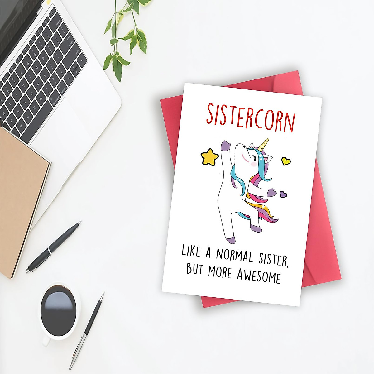 YiKaLus Funny Sistercorn Birthday Card for Her, Great Bday Gifts for Sister, Cute Unicorn Birthday Card for Best Friends, Best Bday Gift Idea for Bestie