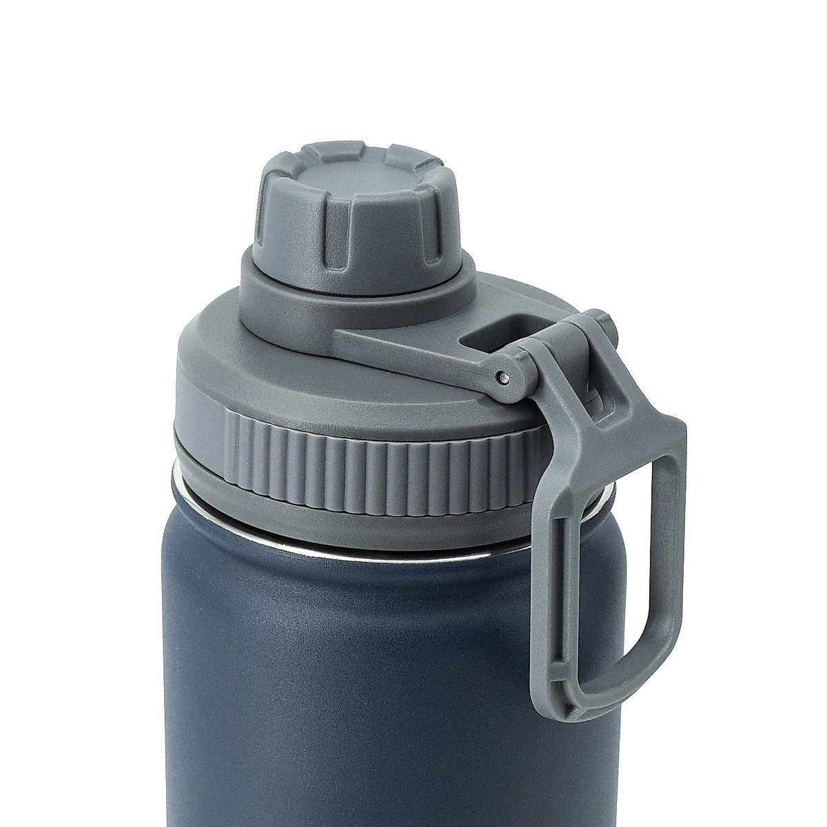 STOVER 25oz Insulated Water Bottle, Wide Mouth Double-Walled Stainless Steel- Vacuum Sealed, Leakproof, Durable, Slim Design Fits in Cup Holder- Flip Top Lid/Spout for Travel- Women/Men (Navy Blue)