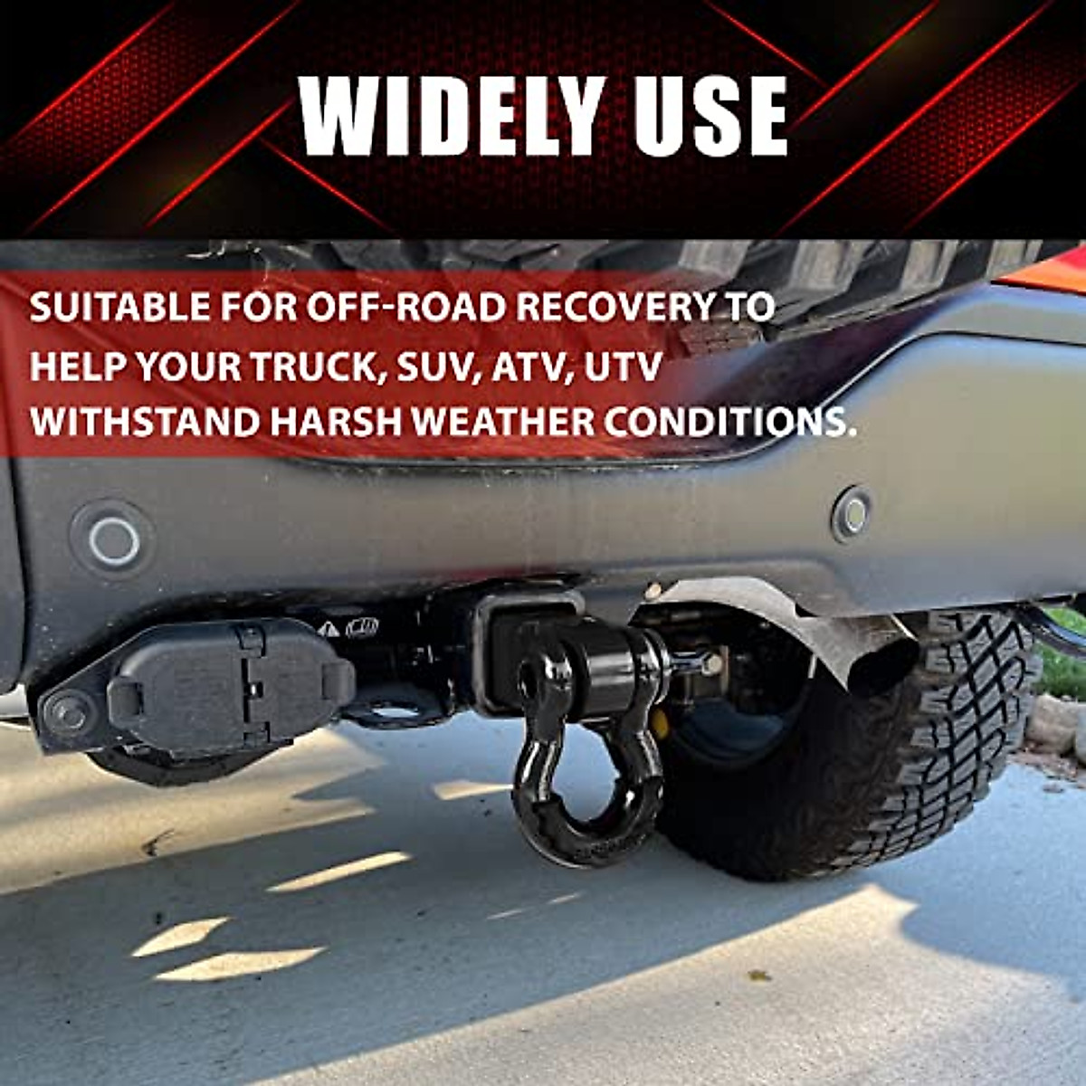 YIYITOOLS 2" Tow Hitch Receiver with 5/8" Screw Pin,3/4 Shackle,45000Lbs Break Strength Heavy Duty Receiver Kit Fit for Vehicle Recovery Off-Road