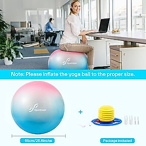 Sportneer Extra Thick Exercise Ball - 25.6''Yoga Ball with Quick Pump - Anti-Burst and Slip Resistant Fitness Ball Chair for Pregnancy and Physical Therapy
