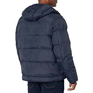 Levi's Men's Performance Hooded Puffer Trucker Jacket (Regular & Big & Tall Sizes), Navy Solid, M