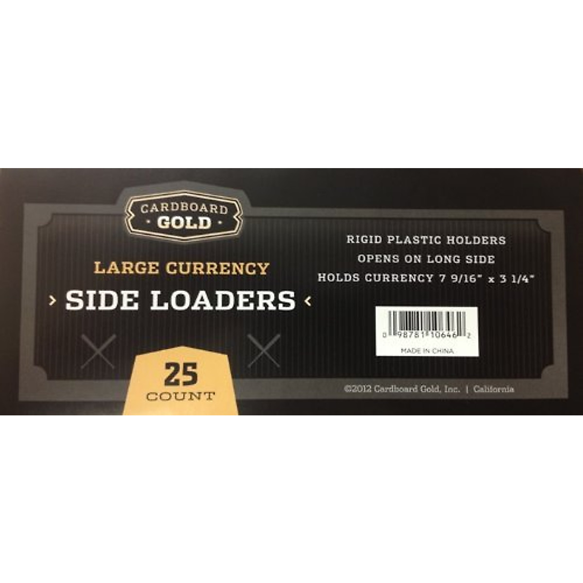 1pk (25ct) Rigid Large Bill Currency Holder Top Loaders Cardboard Gold LARGE CURRENCY PRO 7 9/16" x 3 5/16 Toploaders KEEPS LARGER Vintage Dollar Bill Sized items ULTRA PROTECTED