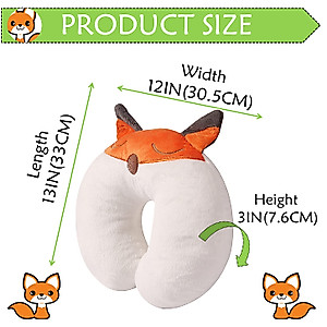 Little Grape Land Kids Travel Pillow 3-8 Y/O - Travel Essentials for Kids Road Trip,Soft Memory Foam Neck Pillows for Airplane,Car Seat,Traveling for Boys/Girls - Orange Fox