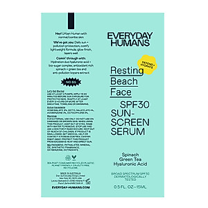 Everyday Humans Resting Beach Face SPF 30 | Travel Sunscreen | Daily SPF Moisturizer Face | Use as Makeup Primer for Face Makeup | Travel Size Sunscreen | Face Moisturizer with Hyaluronic Acid Serum