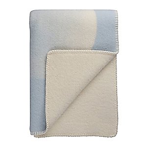 Roros Tweed Designer 100% Norwegian Wool Throw Blanket in Many Patterns (Moon in Crescent Blue)