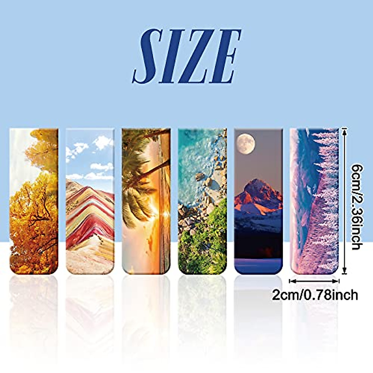 Magnetic Book Markers Adventure Magnetic Bookmarks Magnet Page Markers Set Assorted Book Marks for Students Reading, Landscape (12 Pieces)