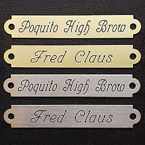 HALTER PLATE XLARGE THICK Notched Brass or Nickel Silver I.D. Plate .050" Thick Custom Engraved