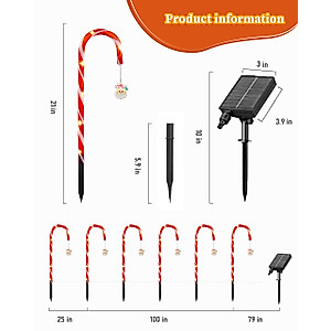 CRILEAL Christmas Decorations 12pcs Candy Cane Lights, 84LED Solar Christmas Lights Outdoor Waterproof with 8 Modes, Christmas Outdoor Yard Decor for Garden/Lawn/Tree/Pathway/Patio