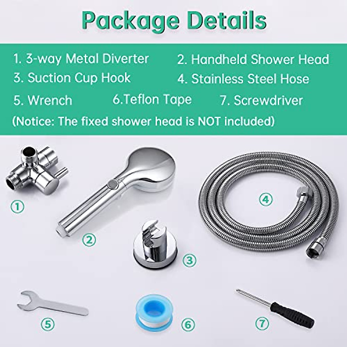 VSincerity Dog Shower Head Sprayer Pet High Pressure 3 Mode Handheld with ONOFF Switch Metal Diverter 100Inch ExtraLong Stainless steel Hose No Drill Hook Chrome 2 Piece Set