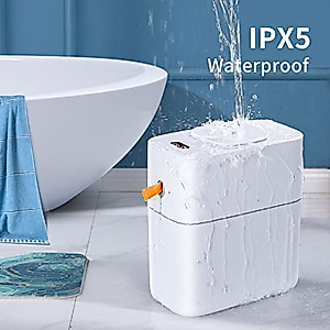 MOPUP Touchless Bathroom Trash Can,4 Gallon Waterproof Small Bedroom Garbage Can, Plastic Slim Motion Sensor Narrow Trash Bin for Bedroom,Office,RV (White)