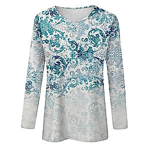 Womens Hoodies Pullover Graphic,Womens Plus Fall Clothes Women's White Sweatshirts No Hood Nightgowns for Women Long Sleeve Graphic Tees Women Oversized Girls Red Sweater(1-Light Blue,3X-Large)