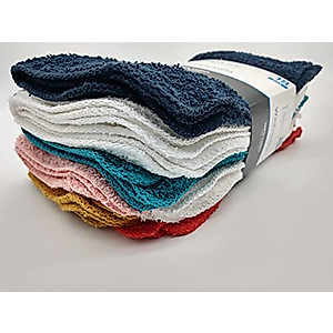 MAINSTAYS 18 Pack Assorted Cotton Terry Thin Washcloths Rags (Bright)