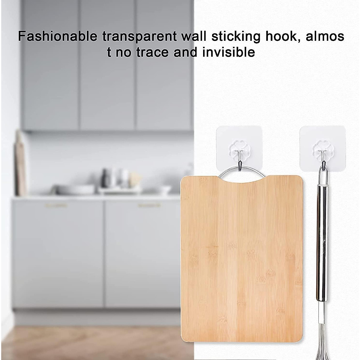 Zimokit 20 Pack Wall Hooks, Clear Sticky Wall Hooks, Seamless Hooks, Heavy Duty Adhesive Hooks, Reusable, Hanging Adhesive Hooks for Kitchen, Bathroom, Shower Room