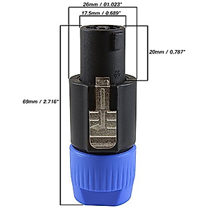 GLS Audio Speaker Plug Twist Lock 4 Pole Speaker Plug Compatible with Neutrik Speakon NL4FC, NL4FX, NLT4X, NL2FC - 4 Pack