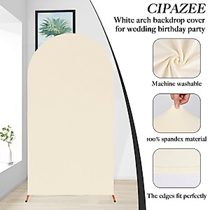 CIPAZEE Beige Arch Backdrop Cover - Beige Wedding Arch Cover Spandex Fitting Round Top Backdrop Arch Stand for Wedding Birthday Party Decoration(Beige,6.6x3.3FT)