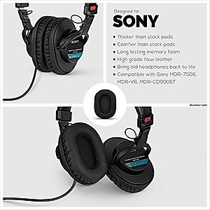 Brainwavz Replacement Earpads for Sony MDR 7506 Headphones - Quality Vegan Leather, Memory Foam Comfort, Long Lasting & Durable, Also Works with Headphones Like Steelseries Arctis, ATH-M50X & More