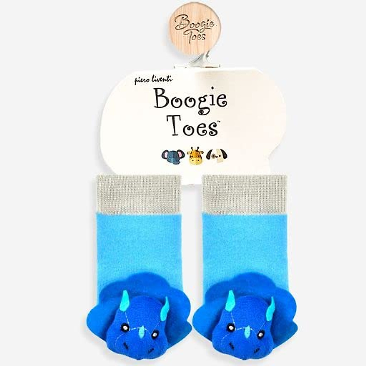 Piero Liventi Blue Tricera Boogie Toes Rattle Sock, 1-Pair (0-1Y)