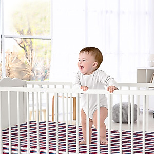 Sweet Jojo Designs Red, White and Blue Striped Baby or Toddler Fitted Crib Sheet for Baseball Patch Sports Collection