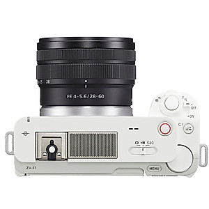 Sony ZV-E1 Mirrorless Full Frame Vlog Camera Body with FE 28-60mm F4-5.6 Zoom Lens ILCZV-E1L/W White Bundle with Deco Gear Case + Tripod + Extra Battery, Dual Charger, 128GB Card and Accessories Kit