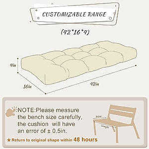 FINDEN Tufted Bench Cushion 42 inch - Non-Slip Bottom, Long Cushion for Window Patio Piano Storge Garden Indoor/Outdoor Furniture Seat, (42x16x4), Red