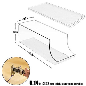 Stackable Soda Can Organizer for Refrigerator (12 Cans), Drink Organizer for Fridge, Pantry, Countertop, Cabinet with Lid, Clear Plastic Canned Food Pantry Storage Rack, 4 Pack
