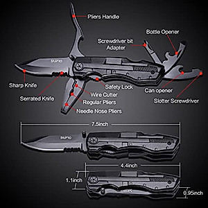SIUPRO Multitool Pocket Kinfe Men, Gifts for Him Dad Husband Boyfriend, Multi Tool Tactical Cool Gadgets, Multipurpose Folding Utility Plier, Survival Gear for Camping, Fishing