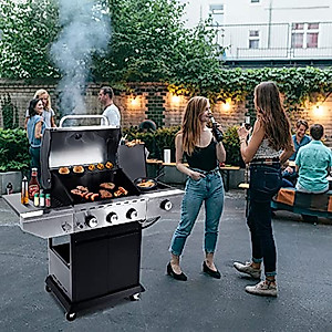 Endark Propane Gas Grill 3-Burner Gas Grill with Side Burner and Porcelain-Enameled Cast Iron Grates 33950BTU for Outdoor Cabinet Style Patio Garden BBQ, Camping