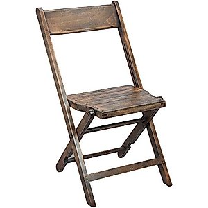 EMMA + OLIVER Slatted Wood Folding Wedding Chair - Event Chair - Antique Black, Set of 2